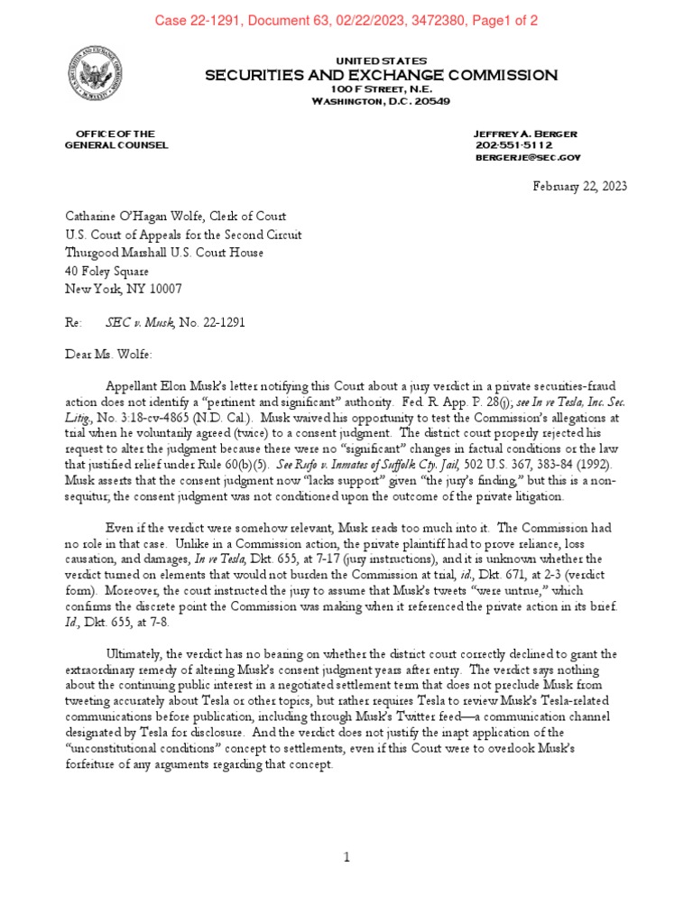 Letter From US Securities & Exchange Commission Feb. 22, 2023 | PDF ...