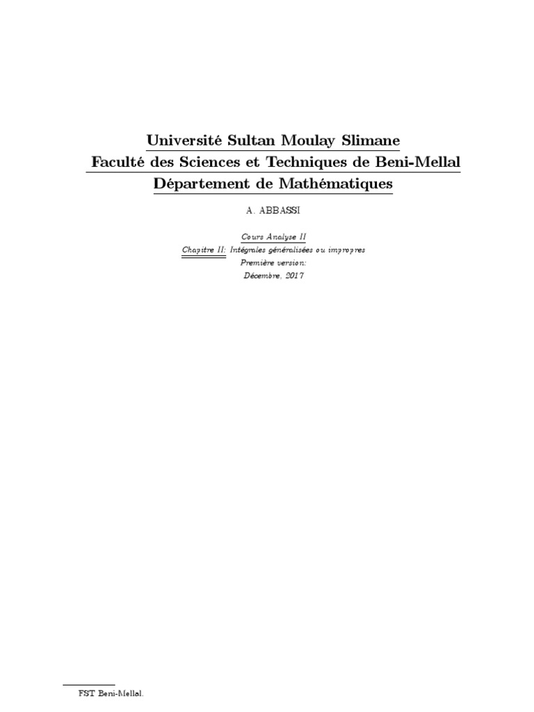 Intégrales généralisées : concepts et exemples | PDF | Intégral ...
