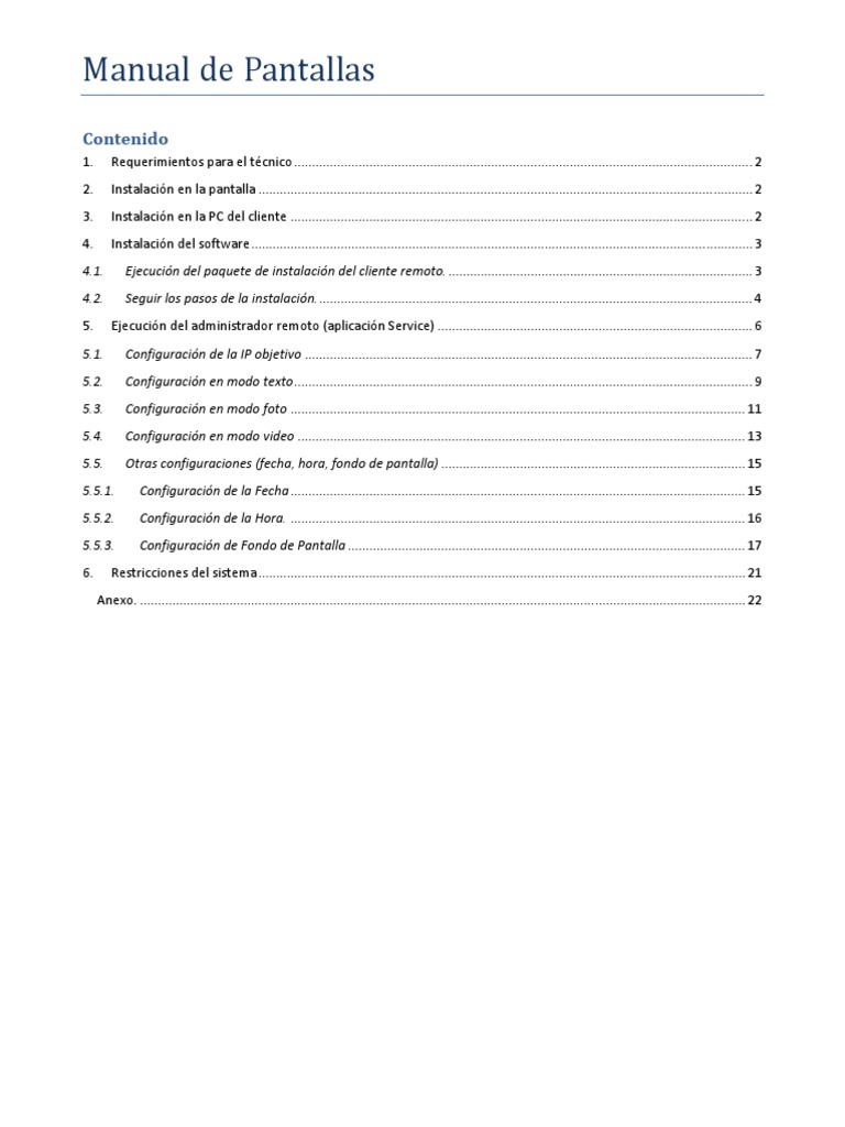 Manual de Instalación Pantallas Otis | PDF | Informática | Software