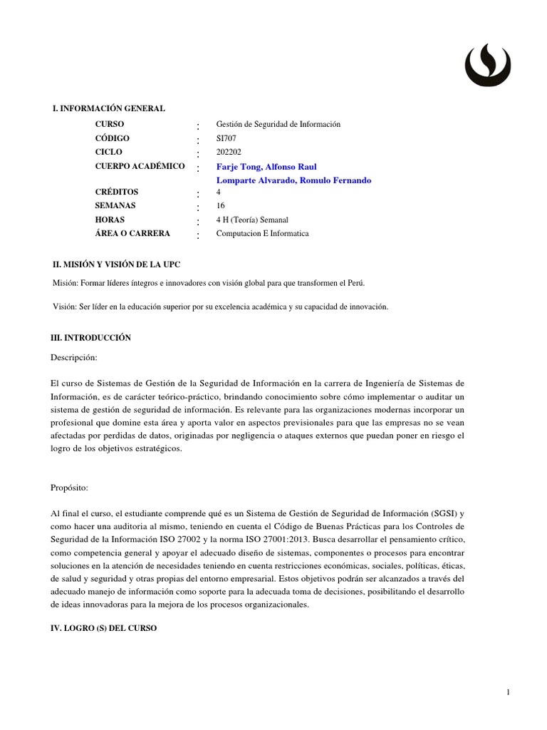 NIVEL07-SI707 Gestion de Seguridad de Informacion 202202 | PDF | La seguridad informática ...