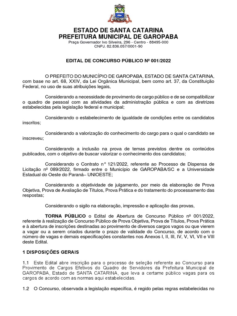 Edital Concurso Publico 012022 Final | PDF | Educação Especial | Pedagogia
