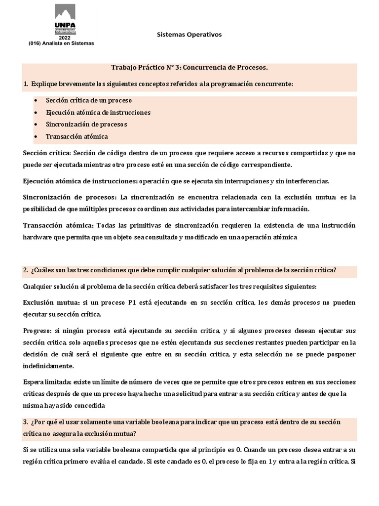 Trabajo Practico N°3 Concurrencia de Procesos | PDF | Programación de computadoras | Computación ...