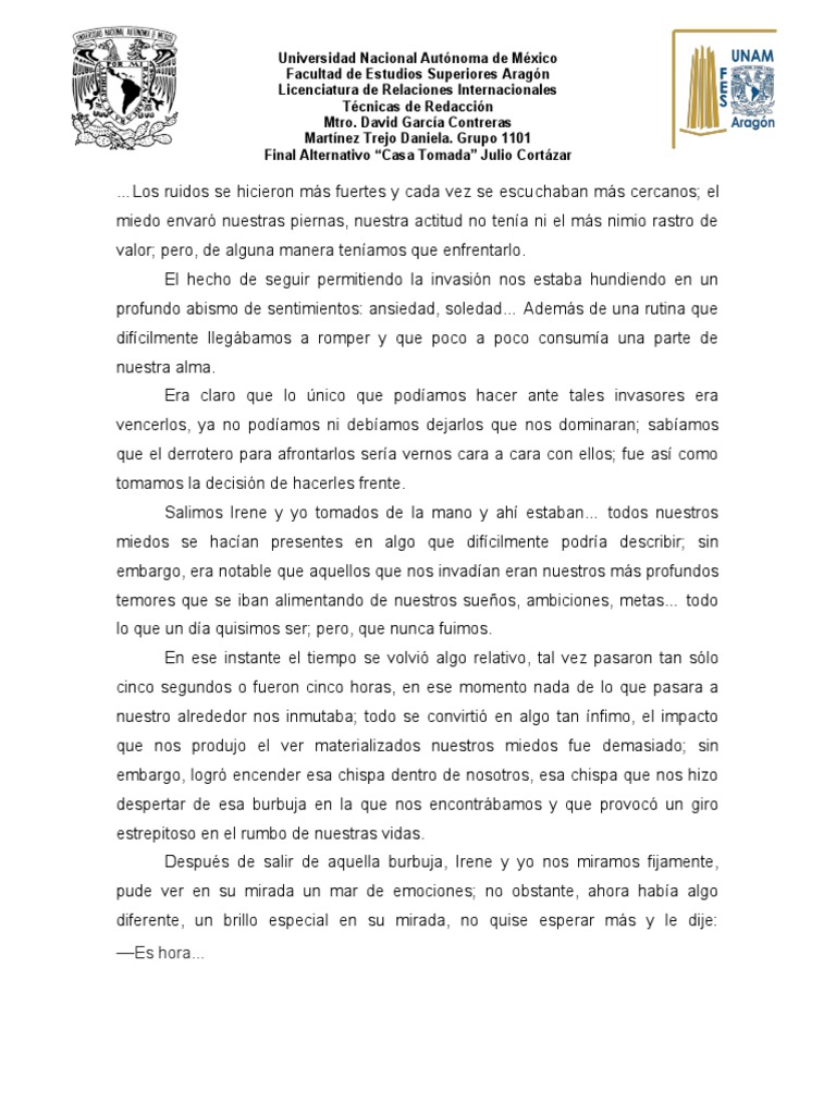 Casa Tomada (Final Alternativo) - Julio Cortázar. Martínez Trejo ...