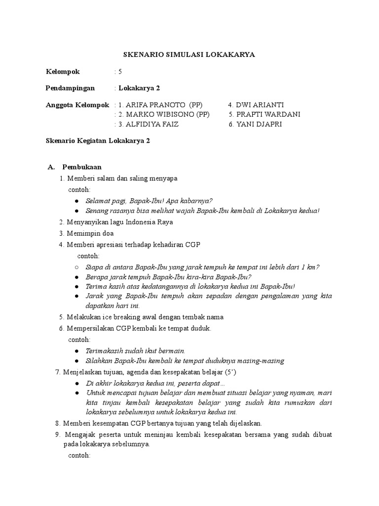 Skenario Simulasi Lokakarya | PDF