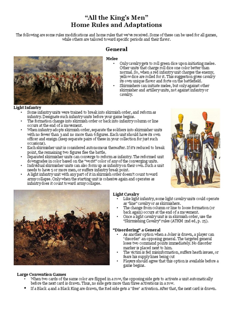 Home Rules for All the King's Men Game | PDF | Infantry | Bayonet
