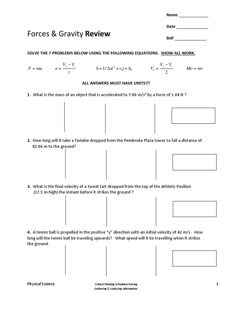 CH 3 Force & Gravity Review | PDF
