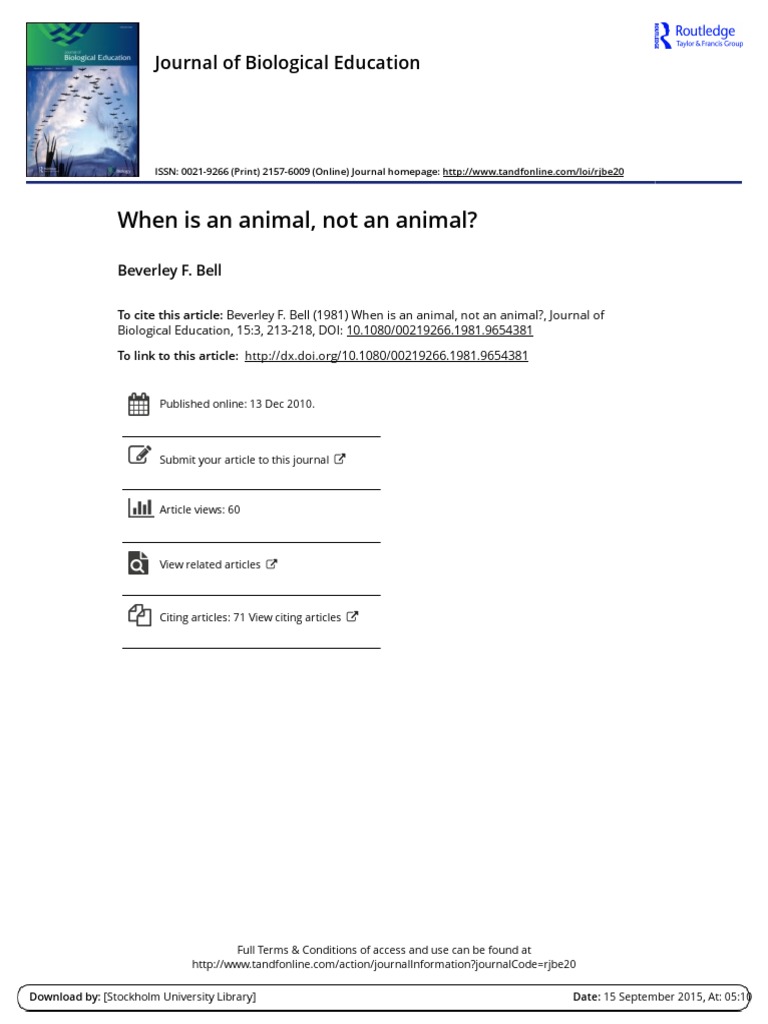 When Is An Animal, Not An Animal?: Journal of Biological Education ...