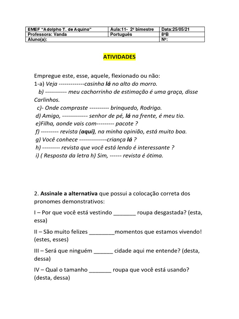 Exercicio Esse Aquele | PDF