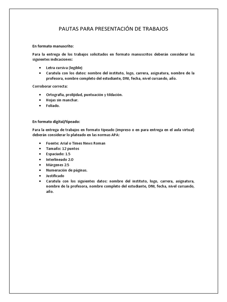 Pautas para Presentación de Trabajos | PDF