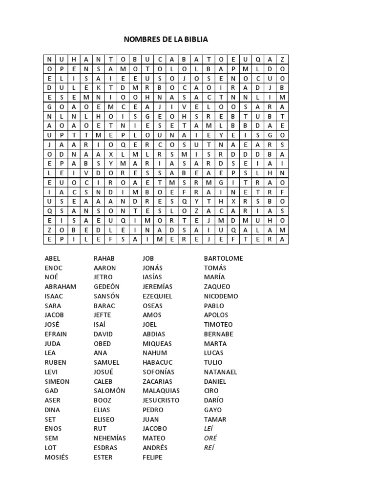 Sopa Letras Nombres | PDF | Biblia cristiana | Literatura antigua
