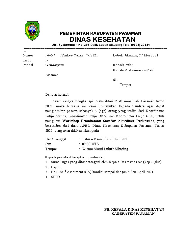 Surat Undangan Workshop | PDF