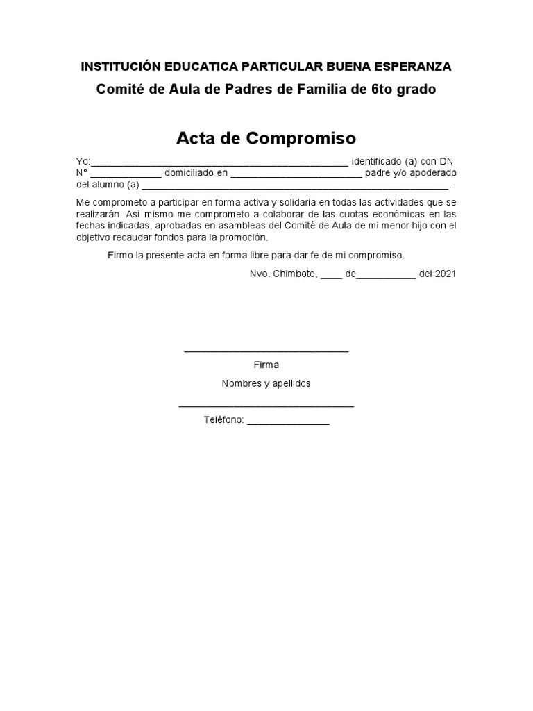 Acta de Compromiso | PDF
