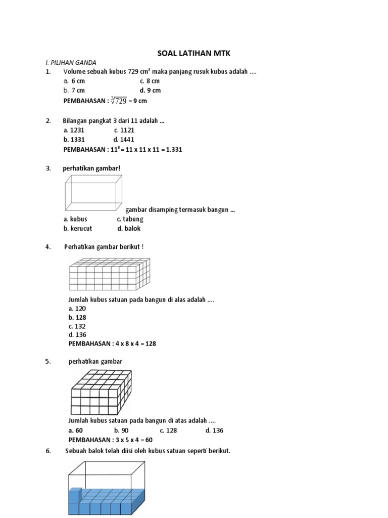 SOAL LATIHAN MTK Kisi-Kisi 2023 | PDF | Metode & Bahan Ajar | Griya & Taman