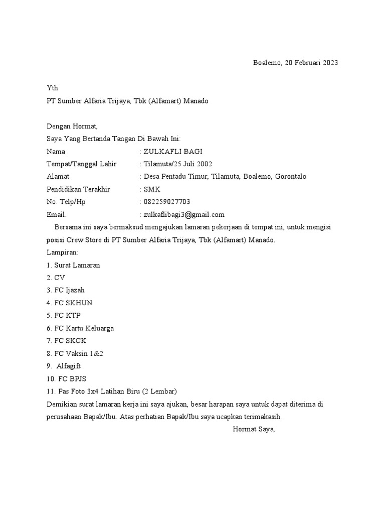 Contoh SL Kerja Fandroid (SFILE - MOBI) - 1 | PDF