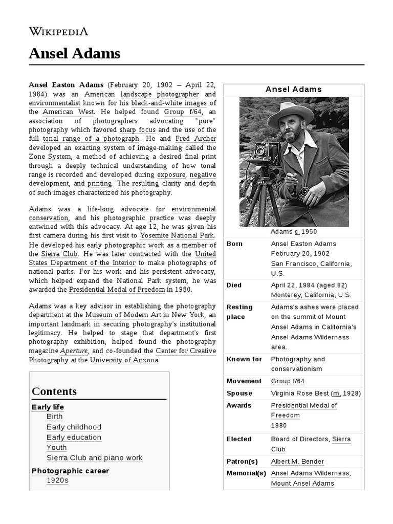 Ansel Adams | PDF | Exposure (Photography) | Imaging
