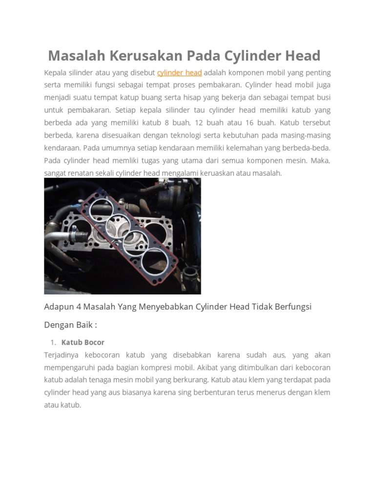 DRAFT TEXT Masalah Kerusakan Pada Cylinder Head | PDF