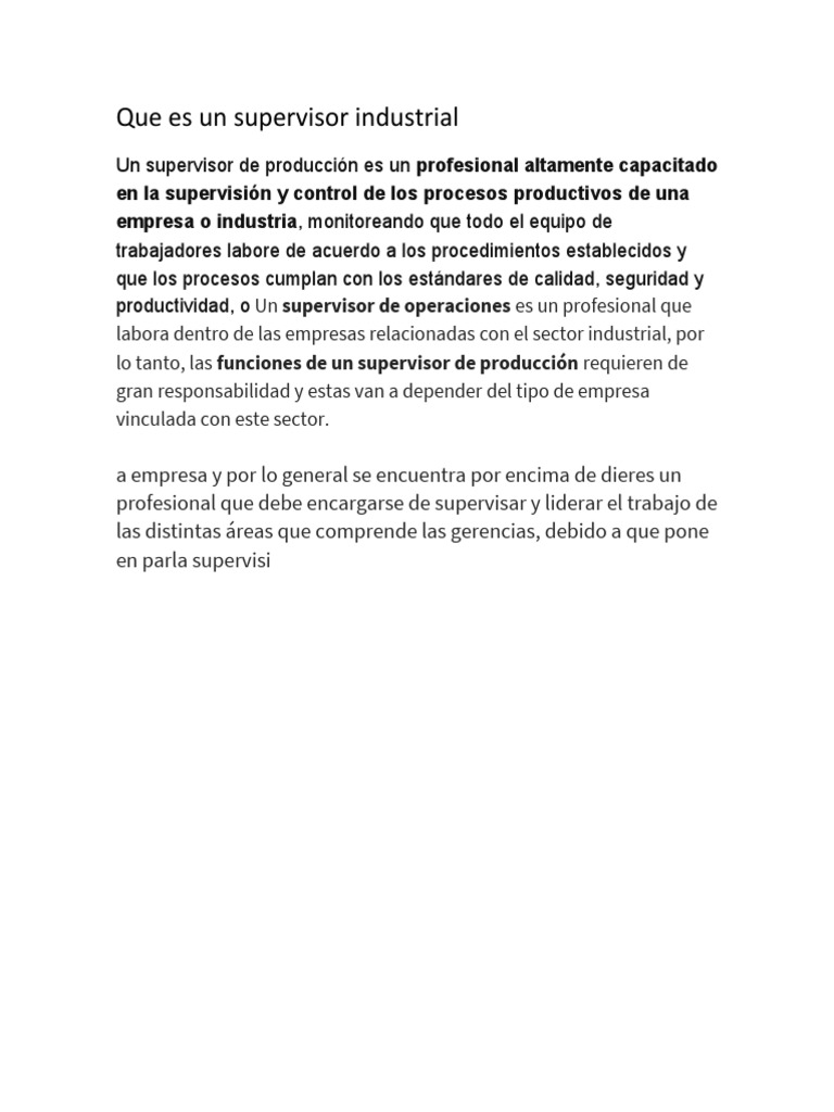 El rol del supervisor industrial: liderazgo, gestión y mejora continua ...