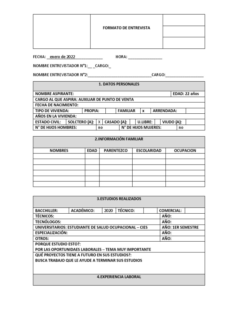 Formato Entrevista Final | PDF