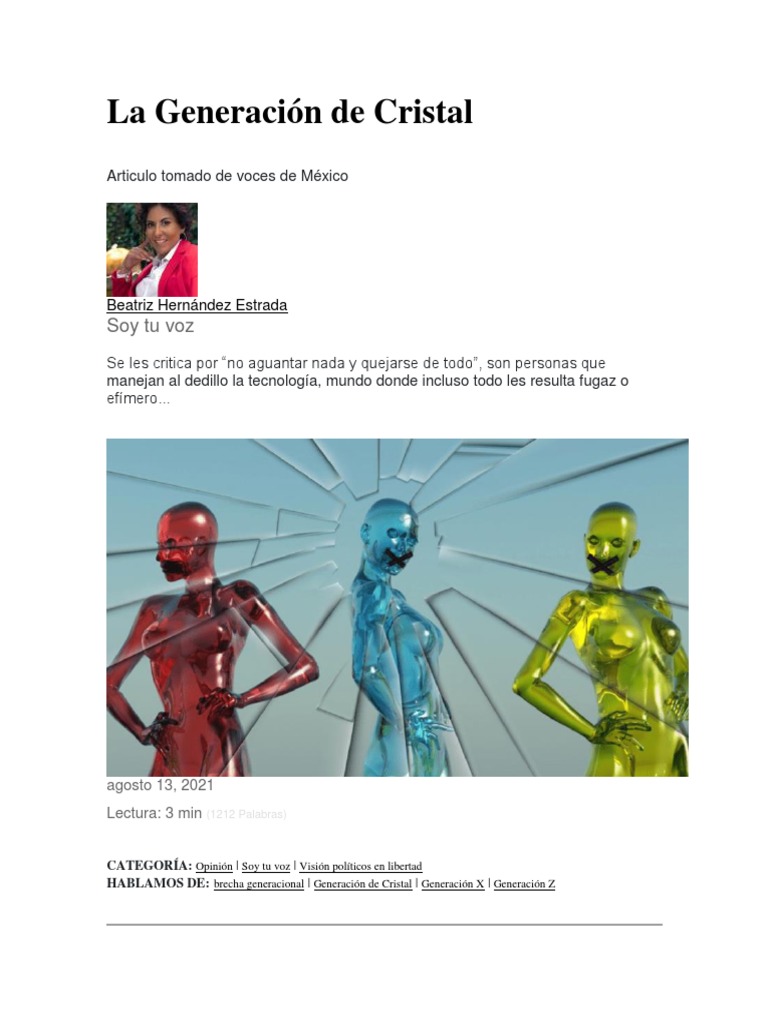 La Generación de Cristal | PDF | Millennials | Paradigma