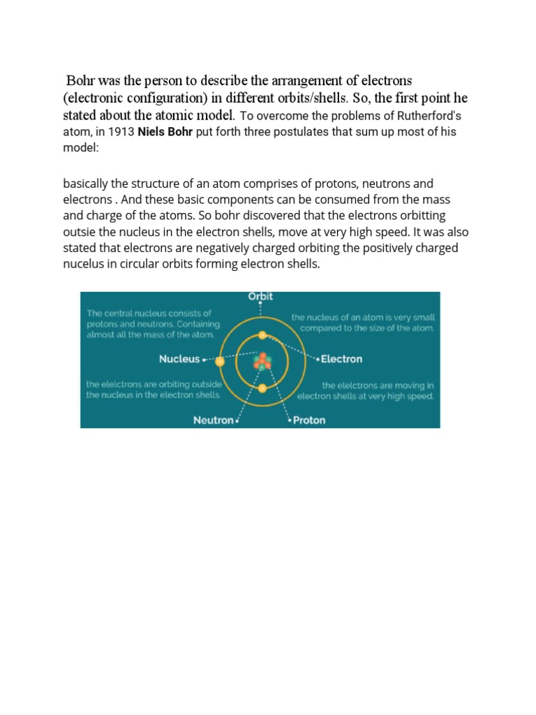 Bohr Was The Person To Describe The Arrangement of Electrons | PDF