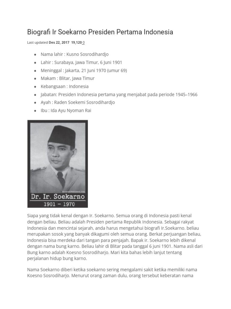 Biografi Ir Soekarno Presiden Pertama Indonesia | PDF | Politik | Sejarah