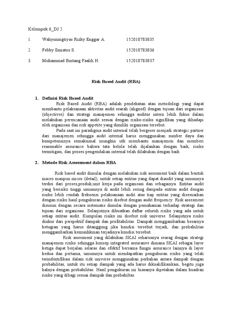 Kelompok 6 - P10 - Risk Based Audit (RBA) Salinan | PDF | Karier ...