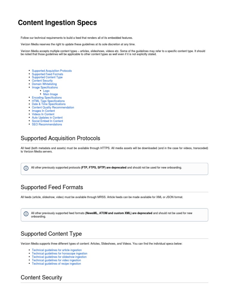 Content Ingestion Specs - 090621-1553-184 | PDF | Hypertext | Information Technology Management