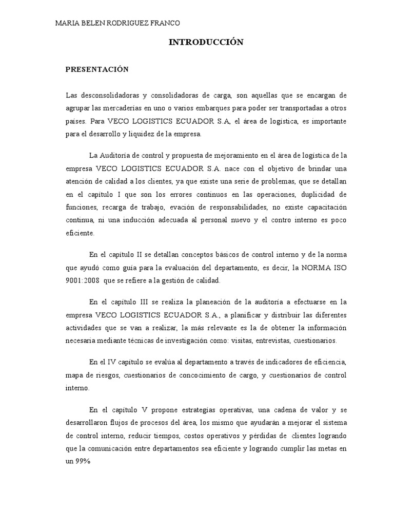 Auditoría de Logística 2.0 en VECO | PDF | Arancel | Logística