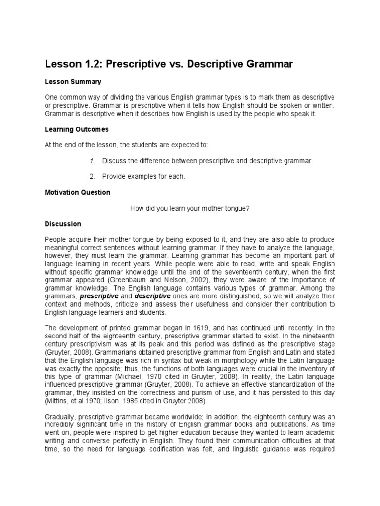 Lesson 1 | PDF | Grammar | Linguistics