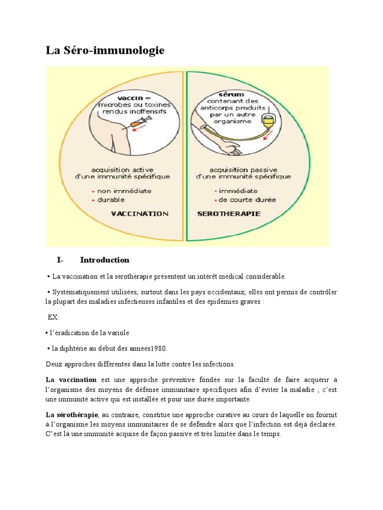 Vaccination et Sérothérapie : Concepts Clés | PDF | Vaccins | Sérologie