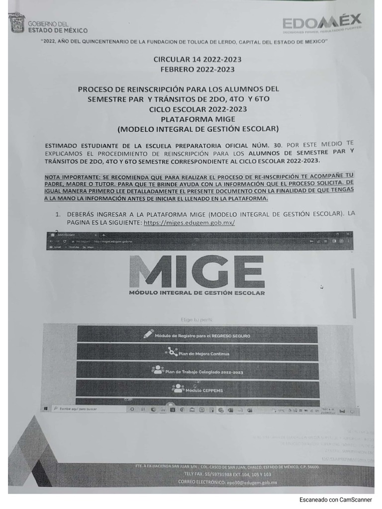 Reinscripción Mige | PDF