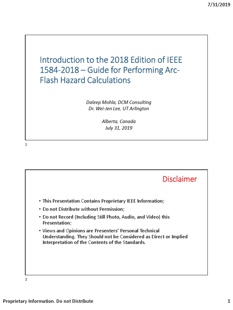 Introduction To The 2018 Edition of IEEE 1584 | PDF | Electric Arc ...