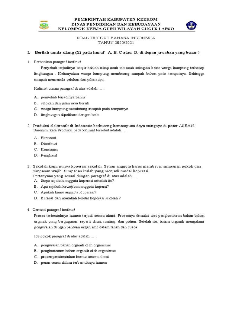 Soal Try Out 2 BHS Ind 2021 | PDF