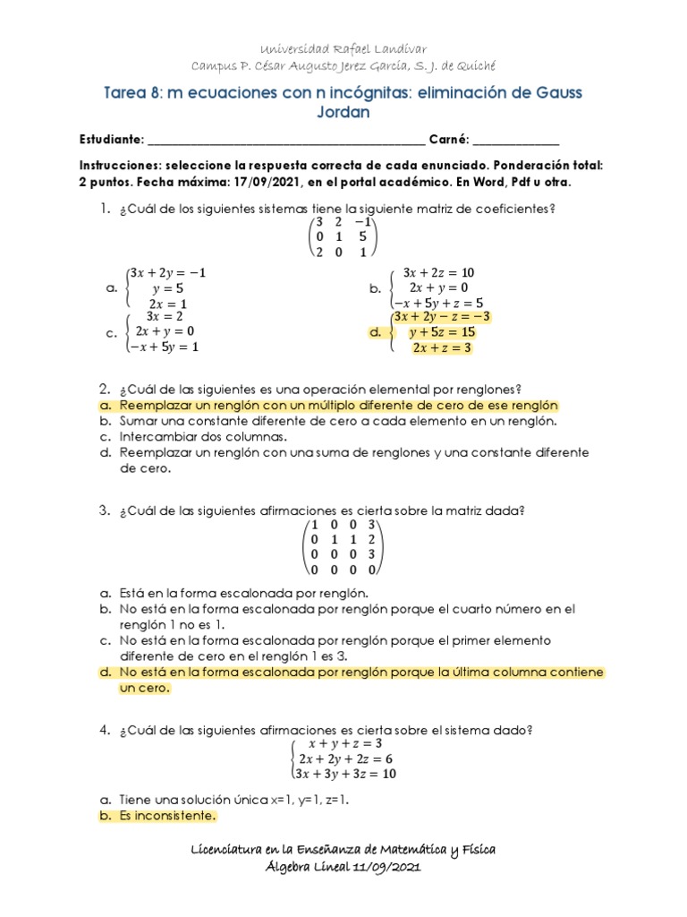 09 - M Ecuaciones Con N Incógnitas - Eliminación de Gauss-Jordan ...