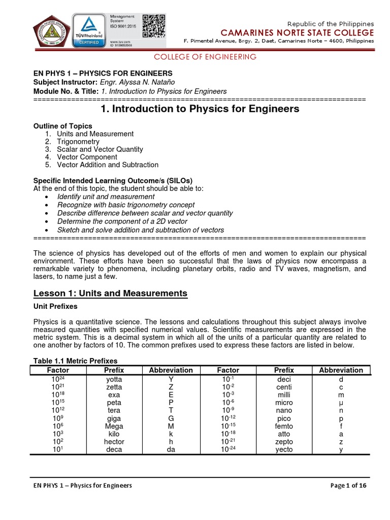 01 Introduction To Physics | PDF | Euclidean Vector | Trigonometry
