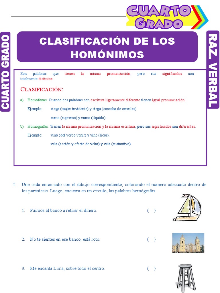 Clasificación y ejemplos de homófonos y homógrafos | PDF | Lingüística