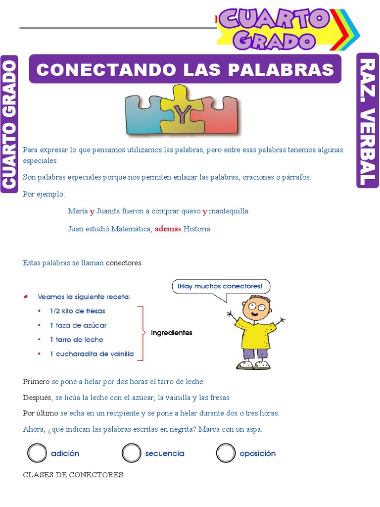 Conectando Las Palabras para Cuarto Grado de Primaria | PDF | Alimentos