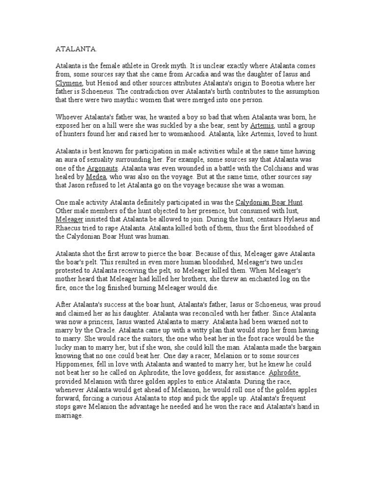 The Myth of Atalanta: A Female Athlete Torn Between Participating in ...