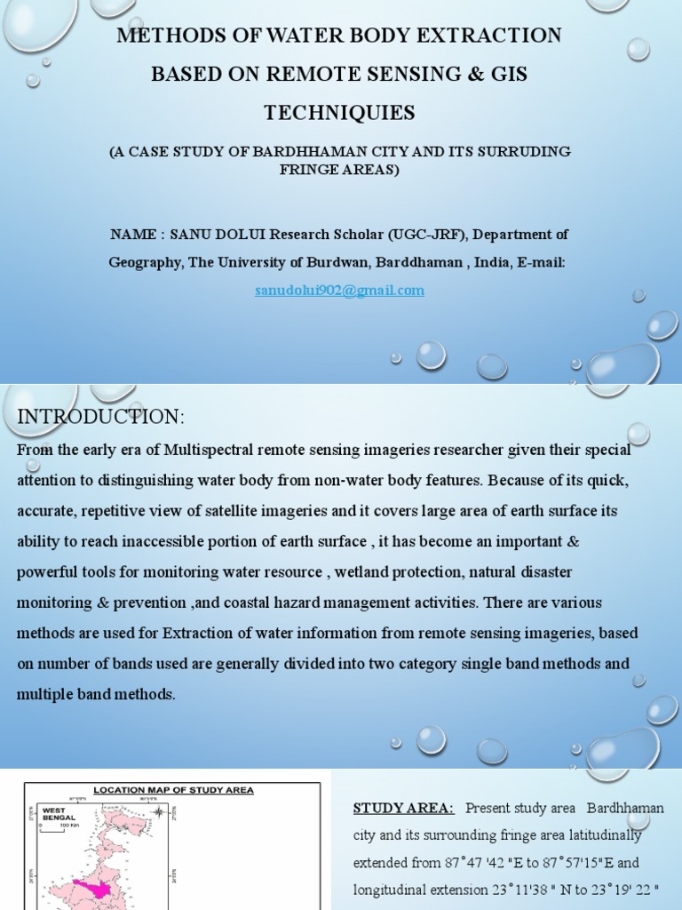 Methods Of Water Body Extraction Based On Remote Sensing And Gis Techniquies Pdf Imaging