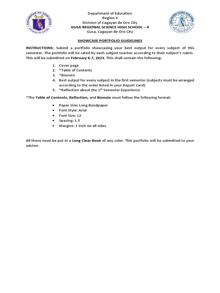 Showcase Portfolio Guidelines | PDF