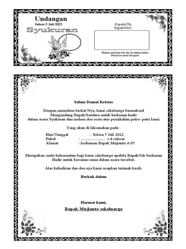 Undangan Restu Manten | PDF