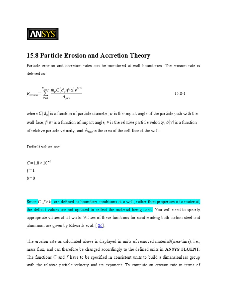 Ansys Erosion Equations | PDF | Combustion | Fluid Dynamics