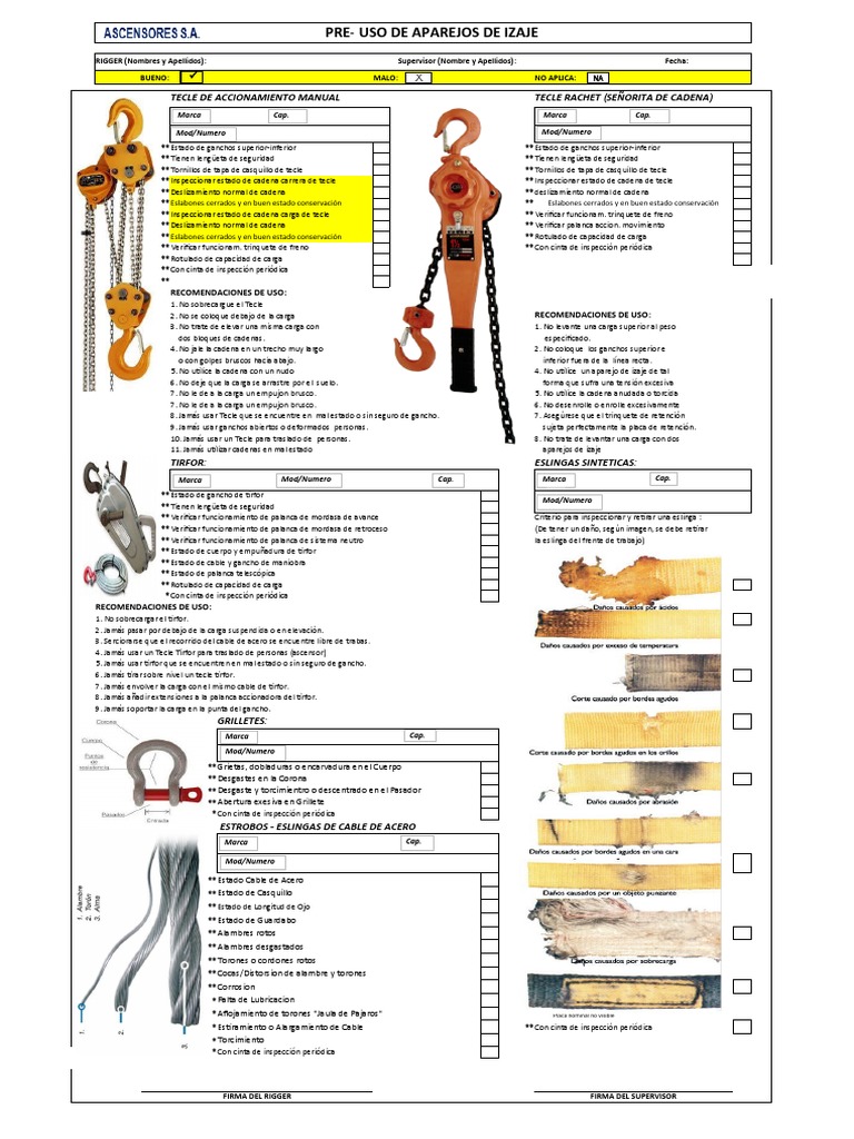 Formato de Inspecion de Tecle | PDF | Bienes manufacturados