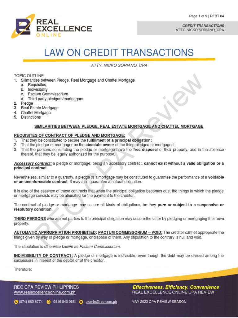 04 - Credit Transactions | PDF | Foreclosure | Mortgage Law