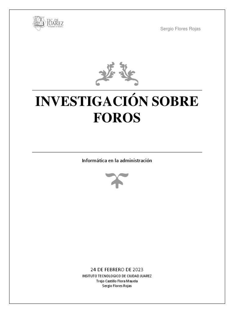 Investigación Sobre FOROS | PDF | Foro de Internet | Tecnologías de la ...