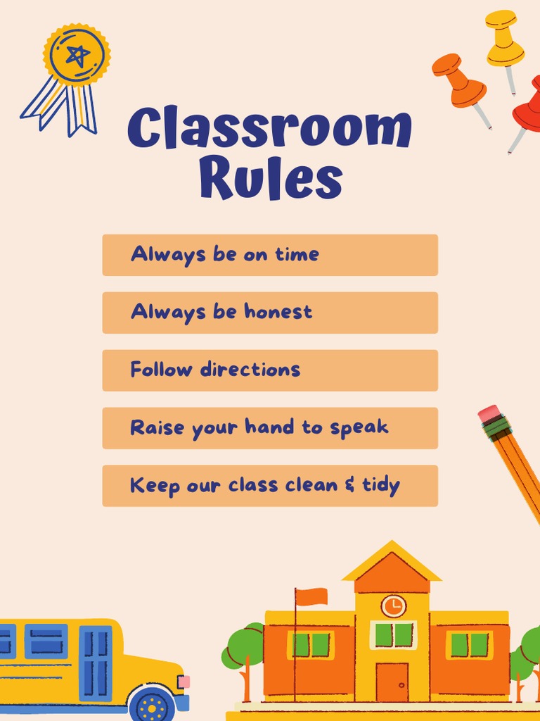 Pink Classroom Rules Poster | PDF