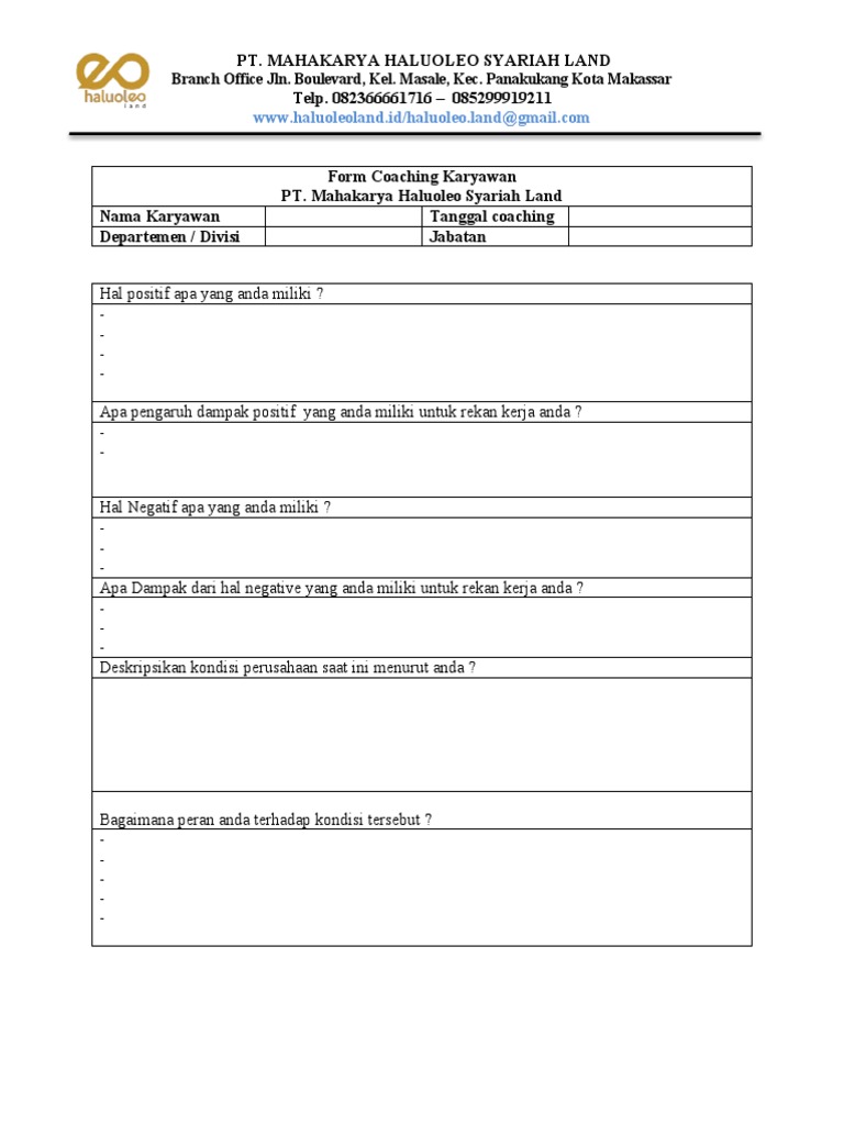 Form Coaching Desember | PDF | Karier & Perkembangan