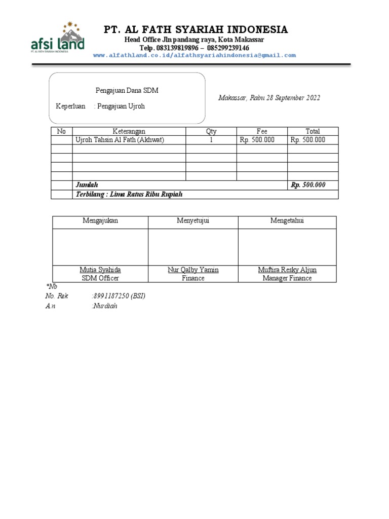Form Pengajuan SDM (Afsi) | PDF