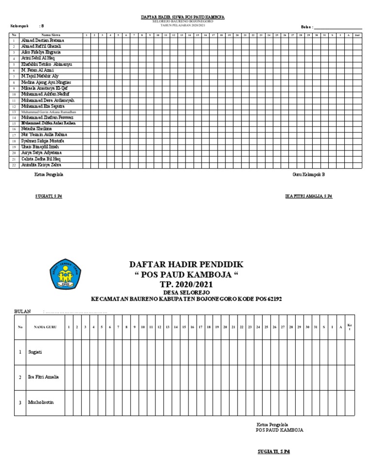 Absen Guru Paud | PDF