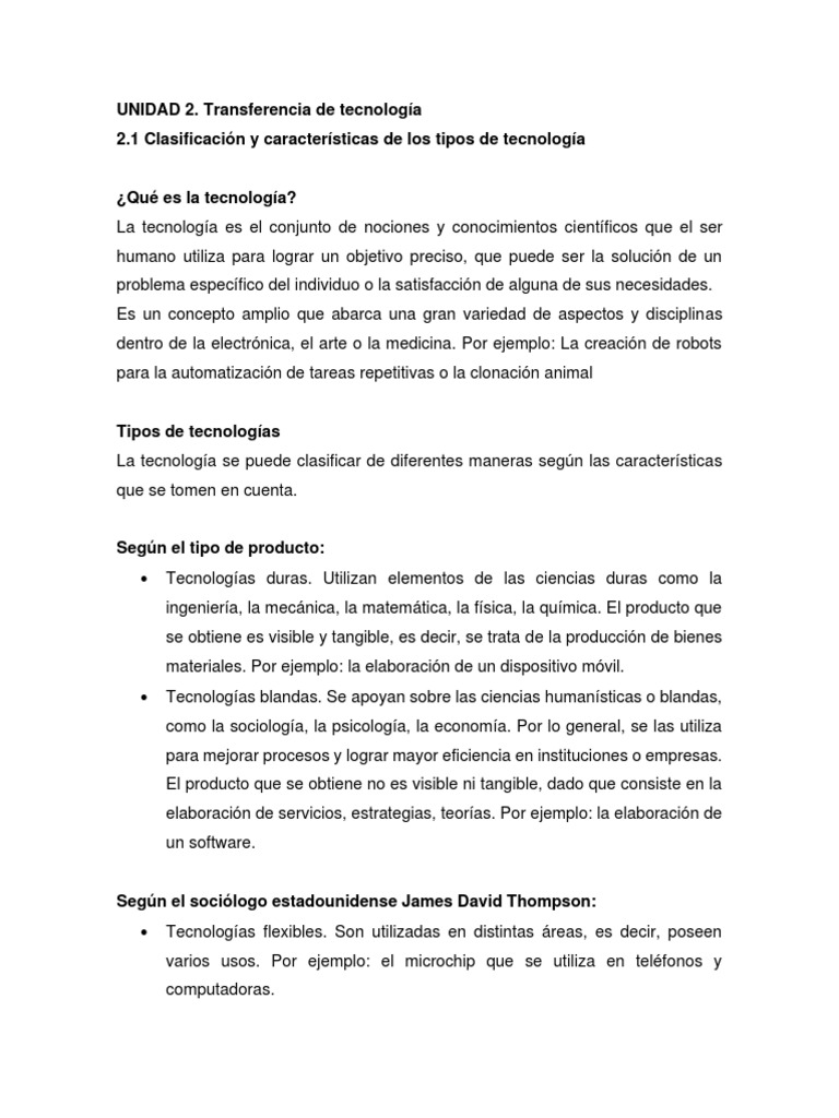 Clasificación y Características de Los Tipos de Tecnologia | PDF | Sociedad | Science